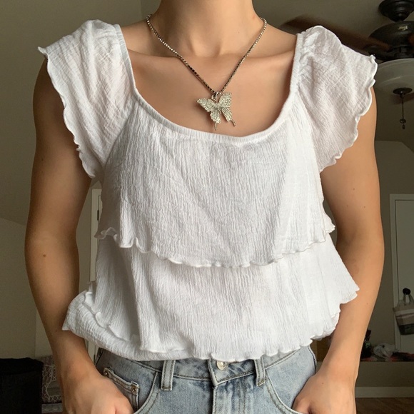 Christopher & Banks | Tops | Ruffled Cottage Blouse | Poshmark
